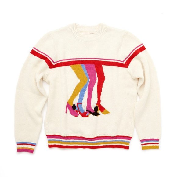 ban.do | Sweaters | Bando Cream Sweater With Colorful Leg Design | Poshmark